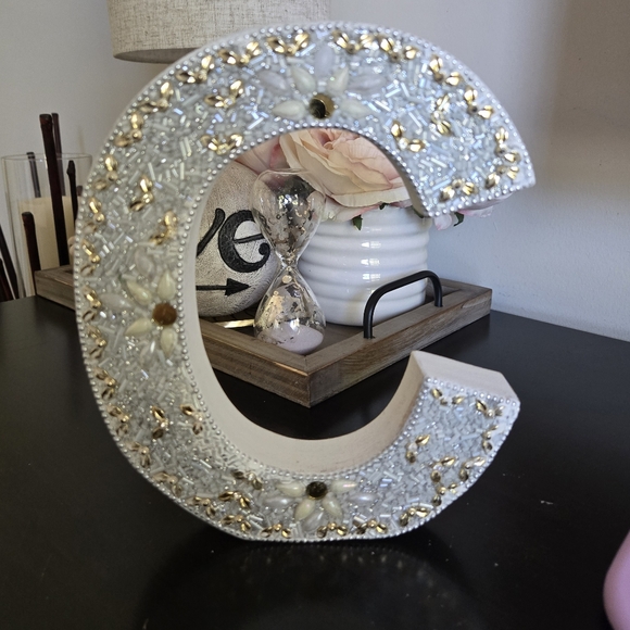 Accents | Nwot Wooden Embellished Beaded Monogram C | Poshmark